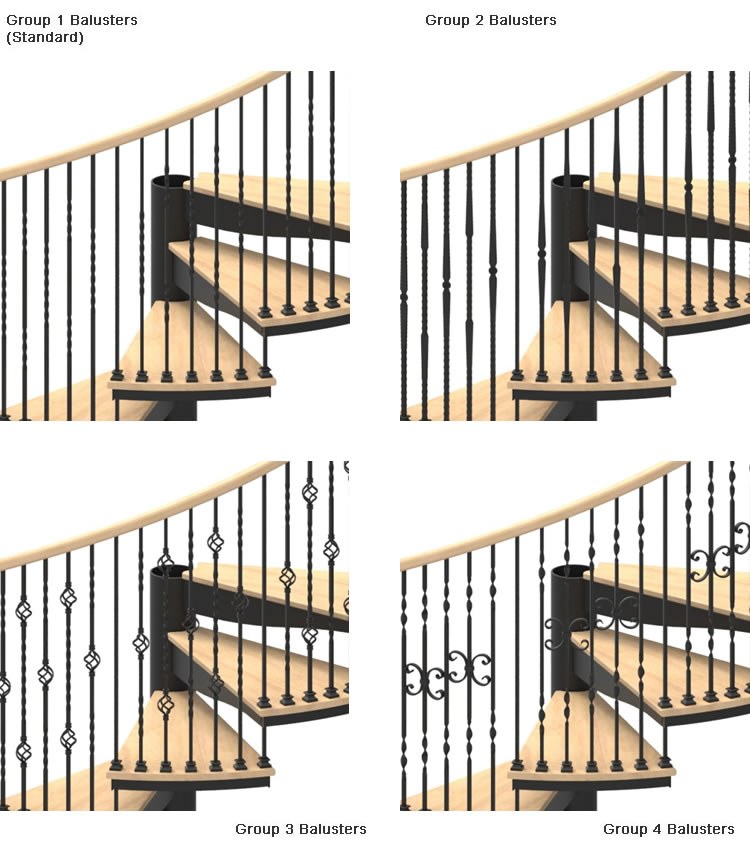 84"D Code Compliant Forged Iron Spiral Staircase Kit