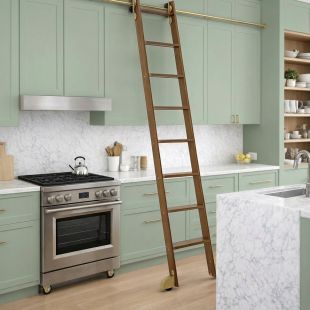 3ft Straight Library Ladder Rail Section - Brushed Satin Brass Finish