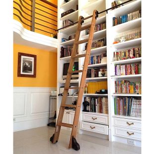 Unfinished Solid Stock Red Oak Library Ladder Handrails