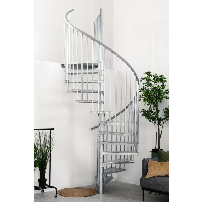 55"D Montauk Exterior Spiral Stairs - Galvanized