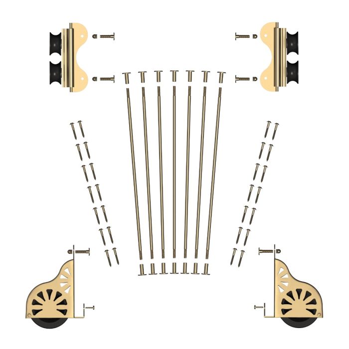 Quiet Glide Rolling Library Ladder Brushed Satin Brass Hardware