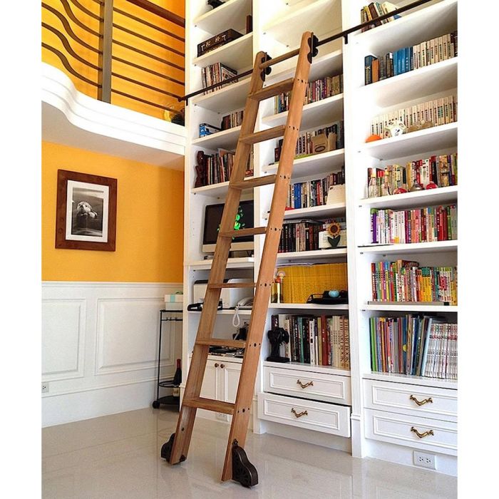 Quiet Glide 16"W Rolling Library Ladder | The Stairway Shop