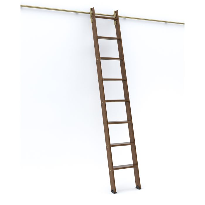 Quiet Glide Non-Rolling Library Ladder Kit, Brushed Satin Brass