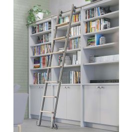 Alta Contemporary Rolling Library Ladder Kits: Wood & Aluminum